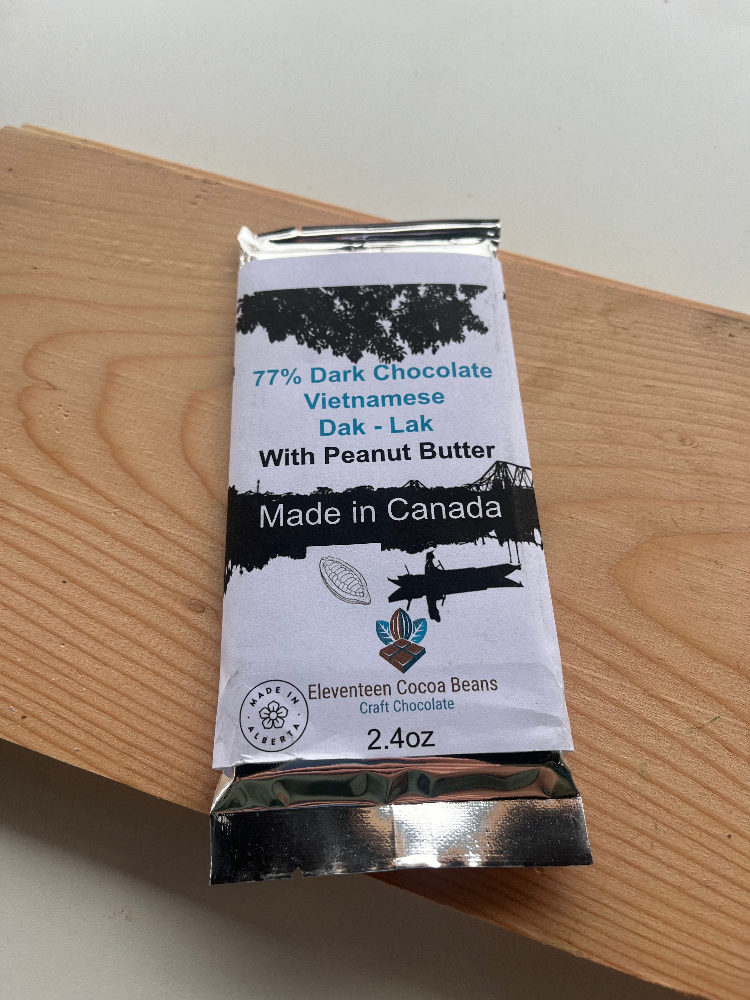 Eleventeen 77% Dark Chocolate with Peanut Butter, Vietnam, Dak Lak ...